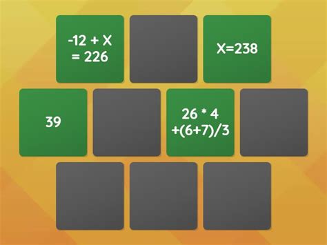 Orders Of Operationspre Algebra Matching Pairs