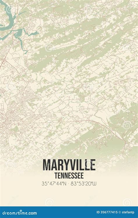 Retro Us Map Of Maryville Tennessee Vintage Street Map Stock