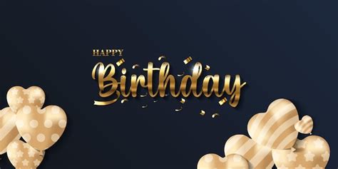 Fondo De Feliz Cumpleaños Con Letras Doradas En 3d Y Forma De Corazón