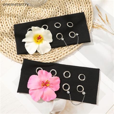 Onem Hairband พังค์ สไตล์กว้าง โลหะและเพชรสังเคราะห์ ยืดหยุ่นสำหรับคนชอบสไตล์พังค์ Shopee Thailand