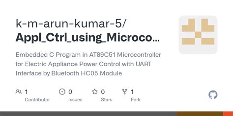 Github K M Arun Kumar Appl Ctrl Using Microcontroller Embedded C
