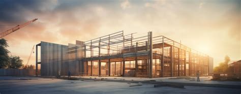 Sitio De Construcción De Edificios Con Hormigón Y Acero Modernos En