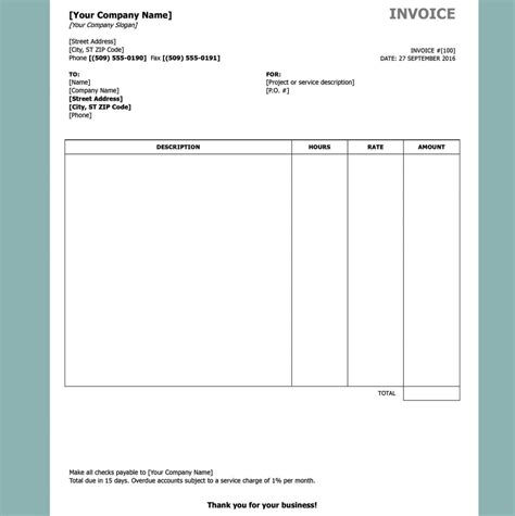 Free Downloadable Simple Blank Invoice Template Savenolf