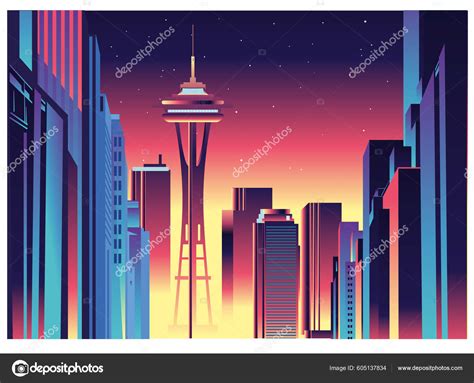 Seattle Skyline Vector Destination Stock Illustration By ©mauromod