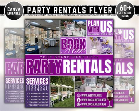 Party Rentals Flyer Event Supplies Flyer Diy Flyer Template Design