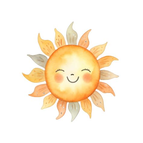 Lindo Bebé Feliz Sol Acuarela Ilustración Foto Premium