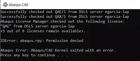 fix abaqus cae ioerror permission denied goengineer