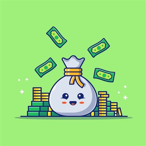 Premium Vector Cute Money Bag With Dollar And Coin Cartoon Vector