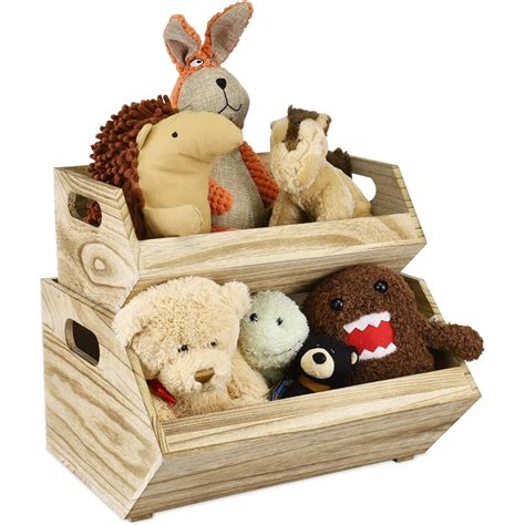 Wooden Stackable Bin Boxes With Handles S Overstock