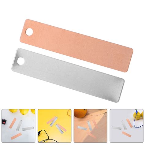 1 Set Zinc Copper Anode Sheet Metal Electrode Sheet For Fruit Battery Science Experiment