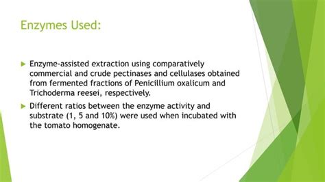 Enzyme Assisted Extraction Of Carotenoids From Tomatoes Pptx Chemistry Science