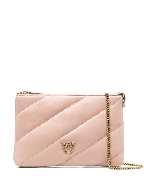 Buy Pinko O Matelassé Detail Leather Clutch Bag Pink At 49 Off