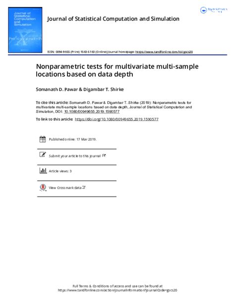 Pdf Nonparametric Tests For Multivariate Multi Sample Locations Based On Data Depth