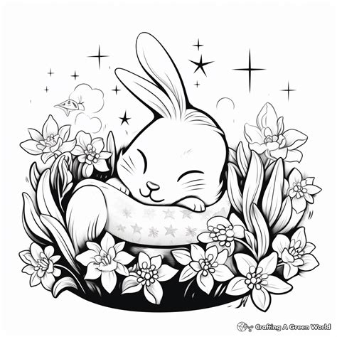 Bunny With Flowers Coloring Pages