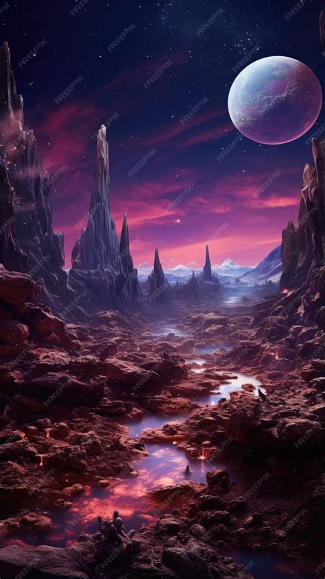 Premium Photo Surreal Alien Planet Landscape Sci Fi Desktop