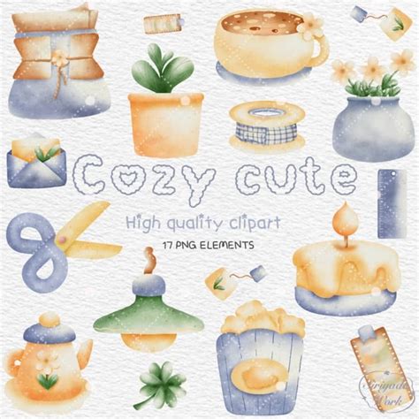 Watercolor Cozy Cute Clipart Flowers Digital Clipart Garden Floral Drips Clipa