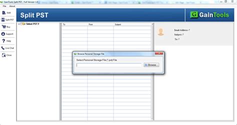 gaintools split pst tool to split large sized outlook pst files quickly