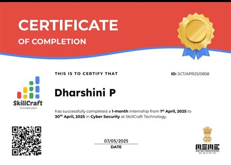 Internshipcompleted Skillcrafttechnology Cybersecurity Dharshini P