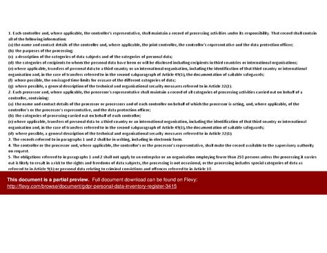 Gdpr Personal Data Inventory Register Template Excel Xls