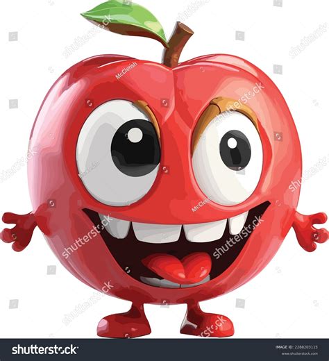 Cartoon Cute Chibi Apple Character Vector Stock Vector Royalty Free