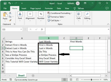 how to extract first or last two or n words from text string in excel