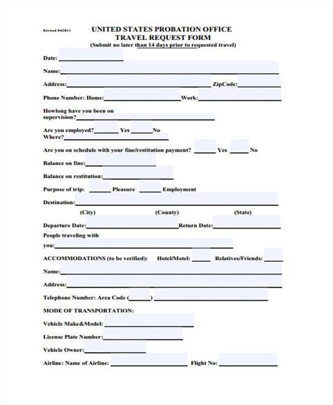 Probation Travel Permit Letter