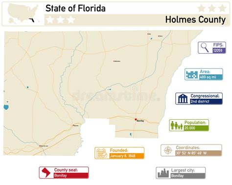 Map Of Holmes County In Florida Usa Stock Vector Illustration Of