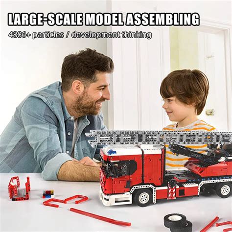 Tech Moc App Rc Rescue Fire Engine Ladder Truck Bricks Toy 17022 Tech