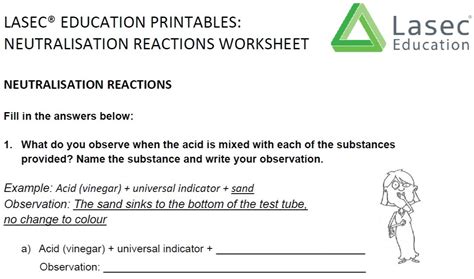 Neutralisation Reactions Worksheet Lasec Education News Worksheets Library