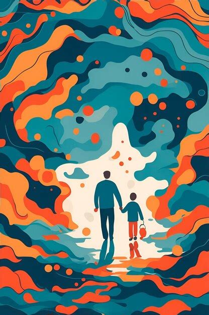 Premium Ai Image Organic Flat Abstract Father And Son Pattern Organic Patterns