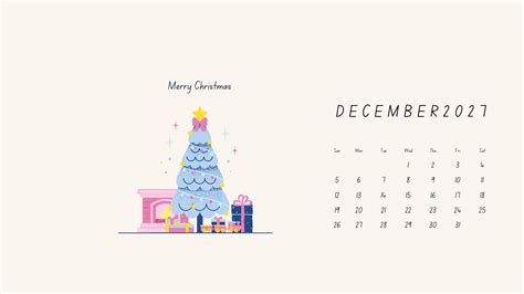 December 2027 Desktop Calendar Wallpaper