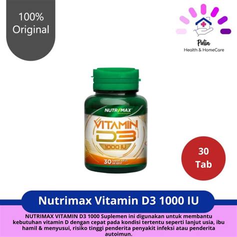 Jual Nutrimax Vitamin D3 1000 Iu Tab Vitamin D3 1000 Iu Suplemen