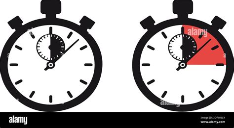 Timer Symbol With Red Remaining Time Indicator Vector Stopwatch Icon