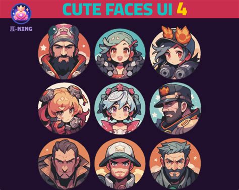 Cute Vector Character Faces Ui 4 By Ui King