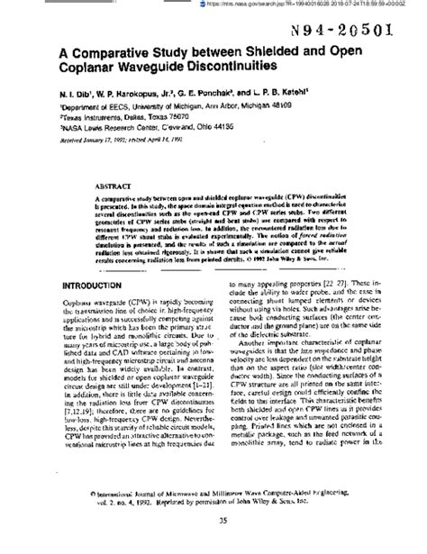 Pdf A Comparative Study Between Shielded And Open Coplanar Waveguide