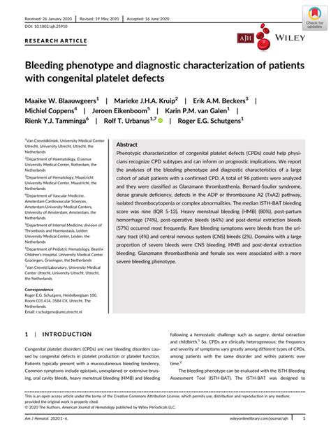 Pdf Bleeding Phenotype And Diagnostic Characterization Of Patients