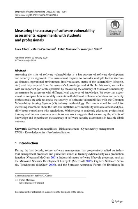 Pdf Measuring The Accuracy Of Software Vulnerability Assessments