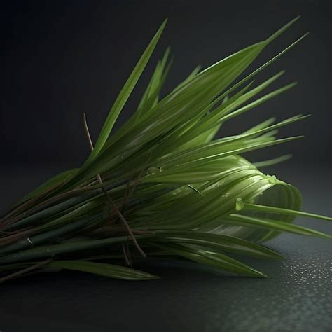 Premium Ai Image Bunch Of Green Grass On A Dark Background Studio Shot