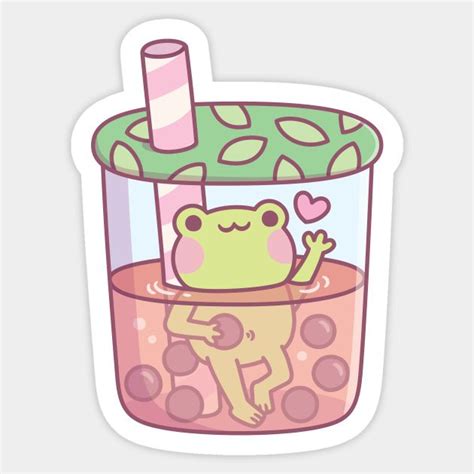Cute Frog In Bubble Tea Cup Funny By Rustydoodle In 2025 Cute Frogs
