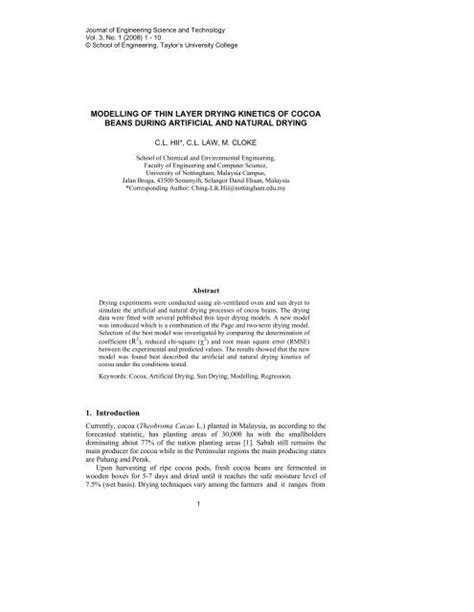 Thin Layer Drying Models