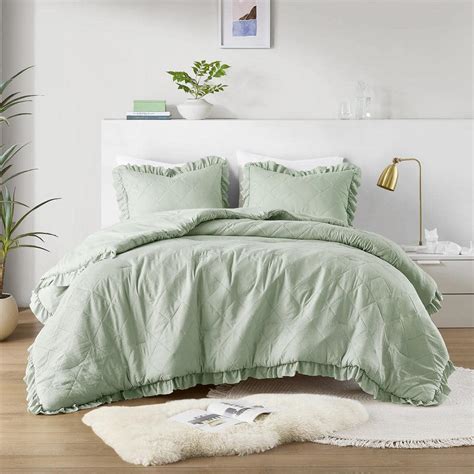 510 Design Phoebe 3 Piece Sage Microfiber Fullqueen Diamond Quilted