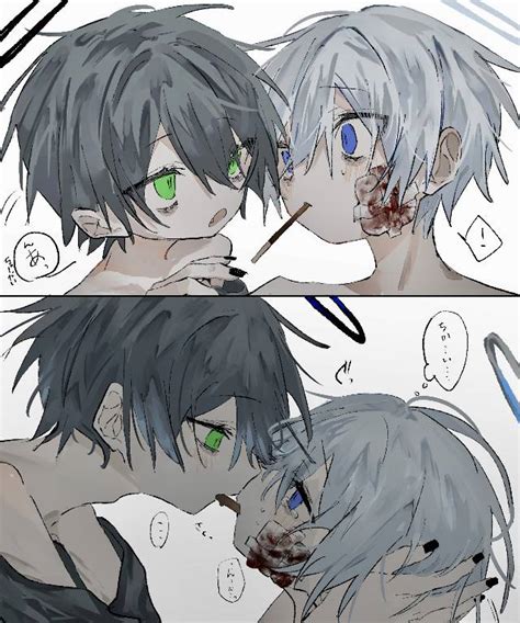 天使男孩白发黑发图片尺寸2000x2400 Bobopic