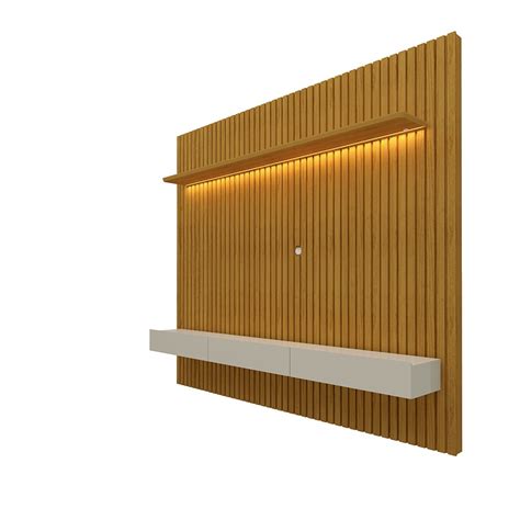 Estante Home Ripada Para Tv Até 90 Polegadas Com Led 3 Gavetas Nobre Clean 100 Mdf Madeiramadeira