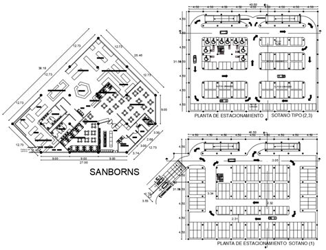 Shopping Mall Design Plan With Floor Plan And Furniture Blocks Details