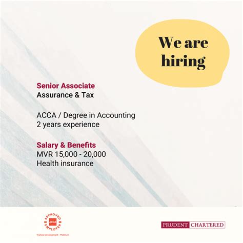 Job Post Senior Associate Assurance And Tax Prudent Chartered