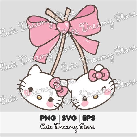 Coquette Bow Cherries Hello Kitty Clipart Svg Png Eps Vector Cute