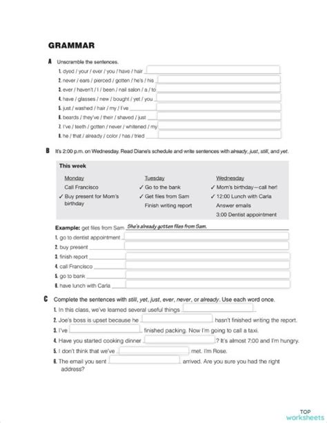 Present Perfect Interactive Worksheets And Online Exercises