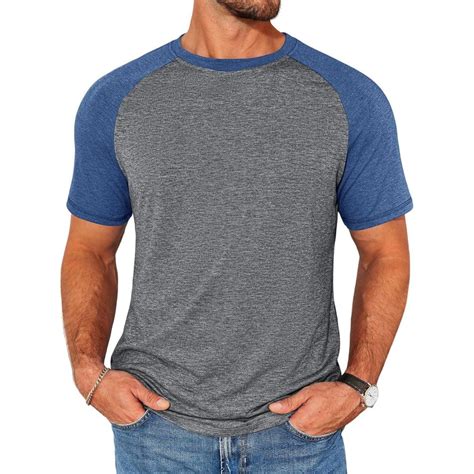 Runcati Mens Casual Slim Fit T Shirts Raglan Short Sleeve Crewneck
