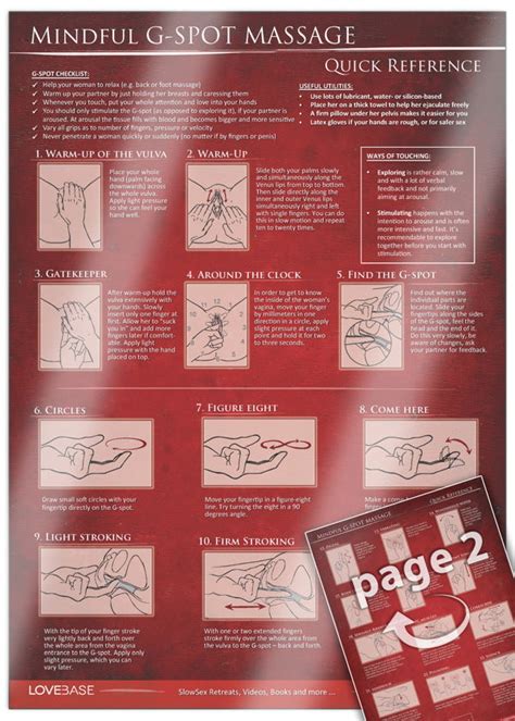 Mindful G Spot Massage Quick Reference Din A4 Laminated Lovebase By