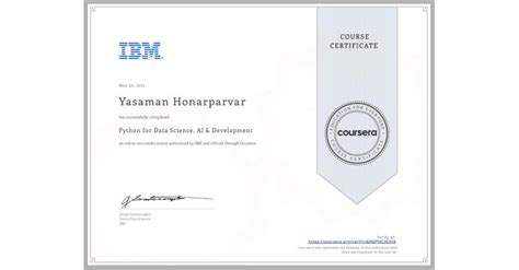 🚀 just earned my certificate in python for data science ai and development yasaman honarparvar